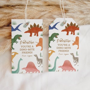 Dinosaur Valentine's Day Favor Tag, Dinosaur Valentine Gift Tag ...