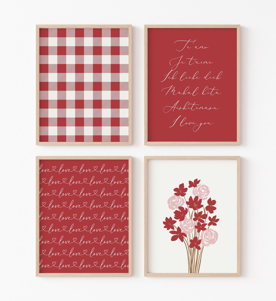 Valentines Day Wall Art, Printable Valentines Decor, Floral Valentines ...