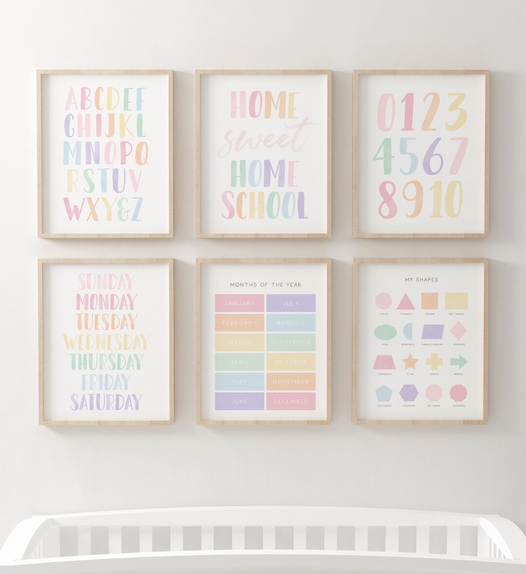 Pastel Rainbow Classroom Decor Set of 6 Prints, Printable Educational ...
