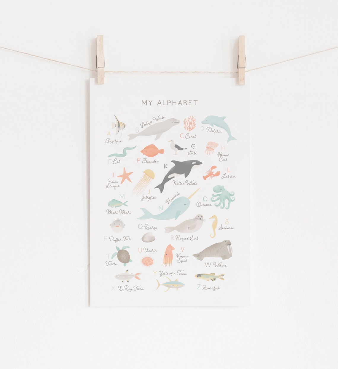 Beach Alphabet Poster PRINTABLE Animal Alphabet Wall Art - Etsy