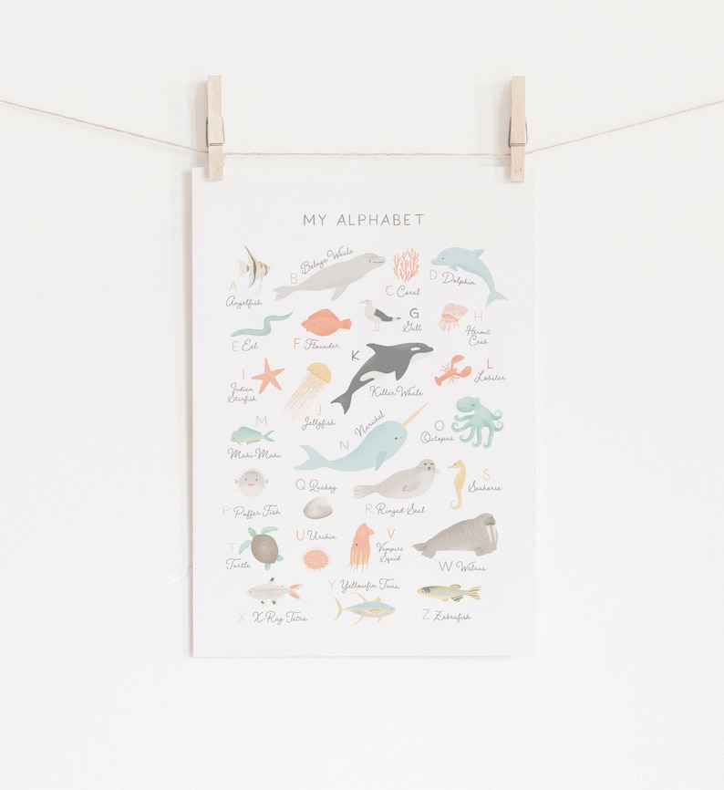 Beach Alphabet Poster PRINTABLE Animal Alphabet Wall Art - Etsy