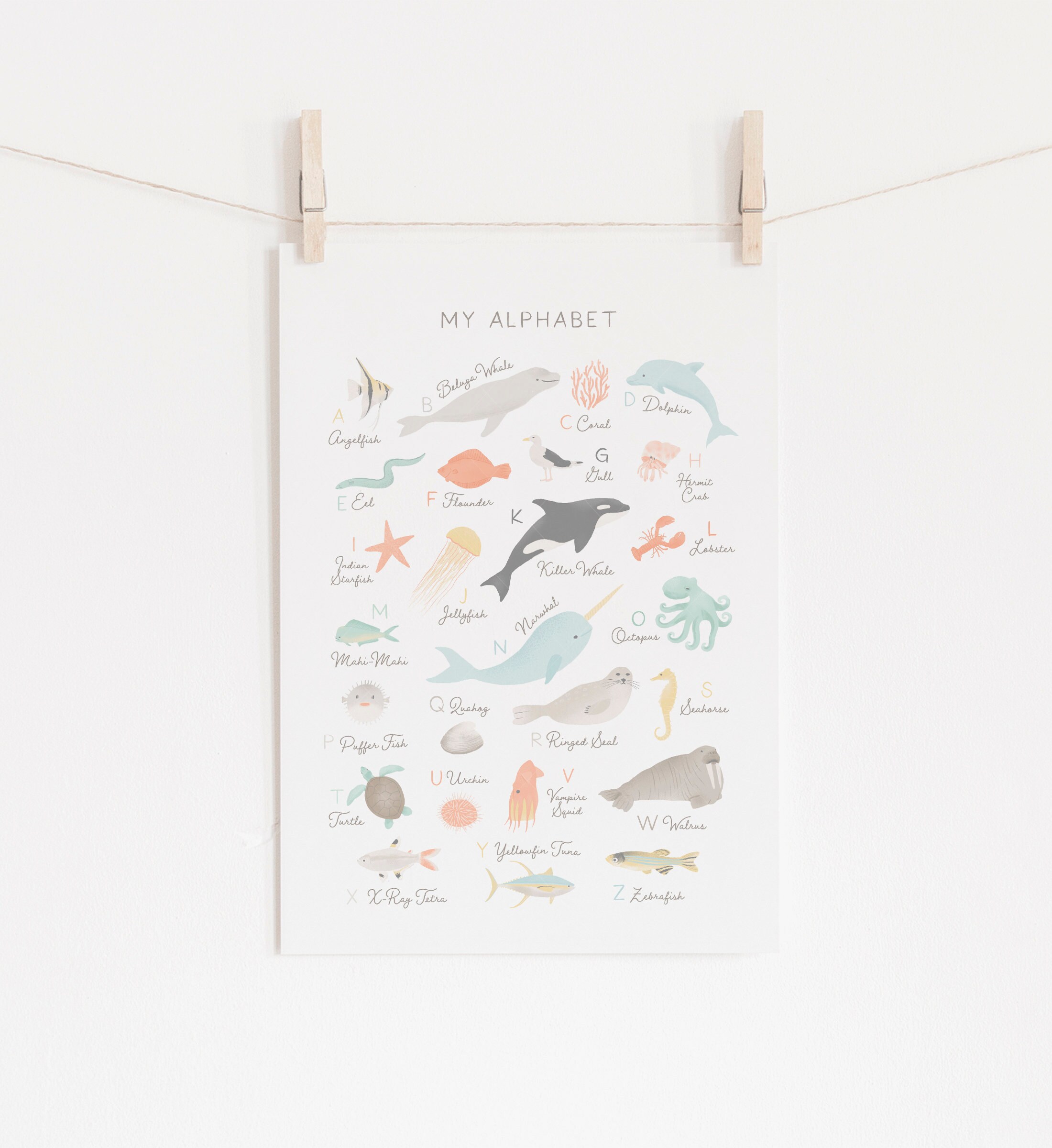 Beach Alphabet Poster PRINTABLE Animal Alphabet Wall Art - Etsy