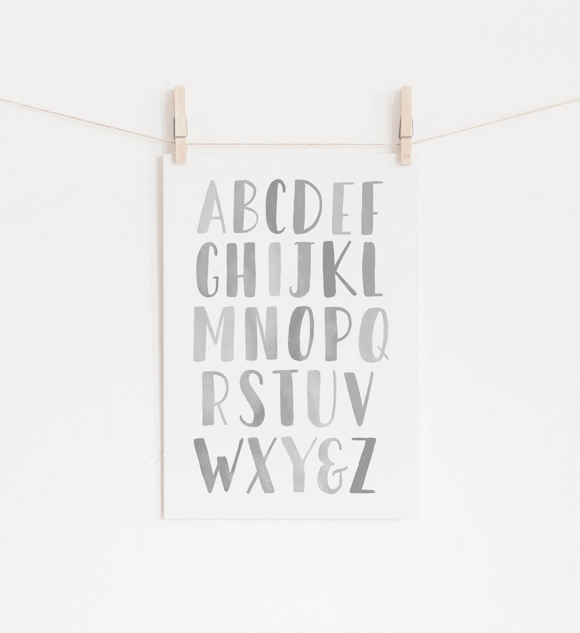 Gray Alphabet Poster, Gray ABC Print, Printable Educational Wall Art ...