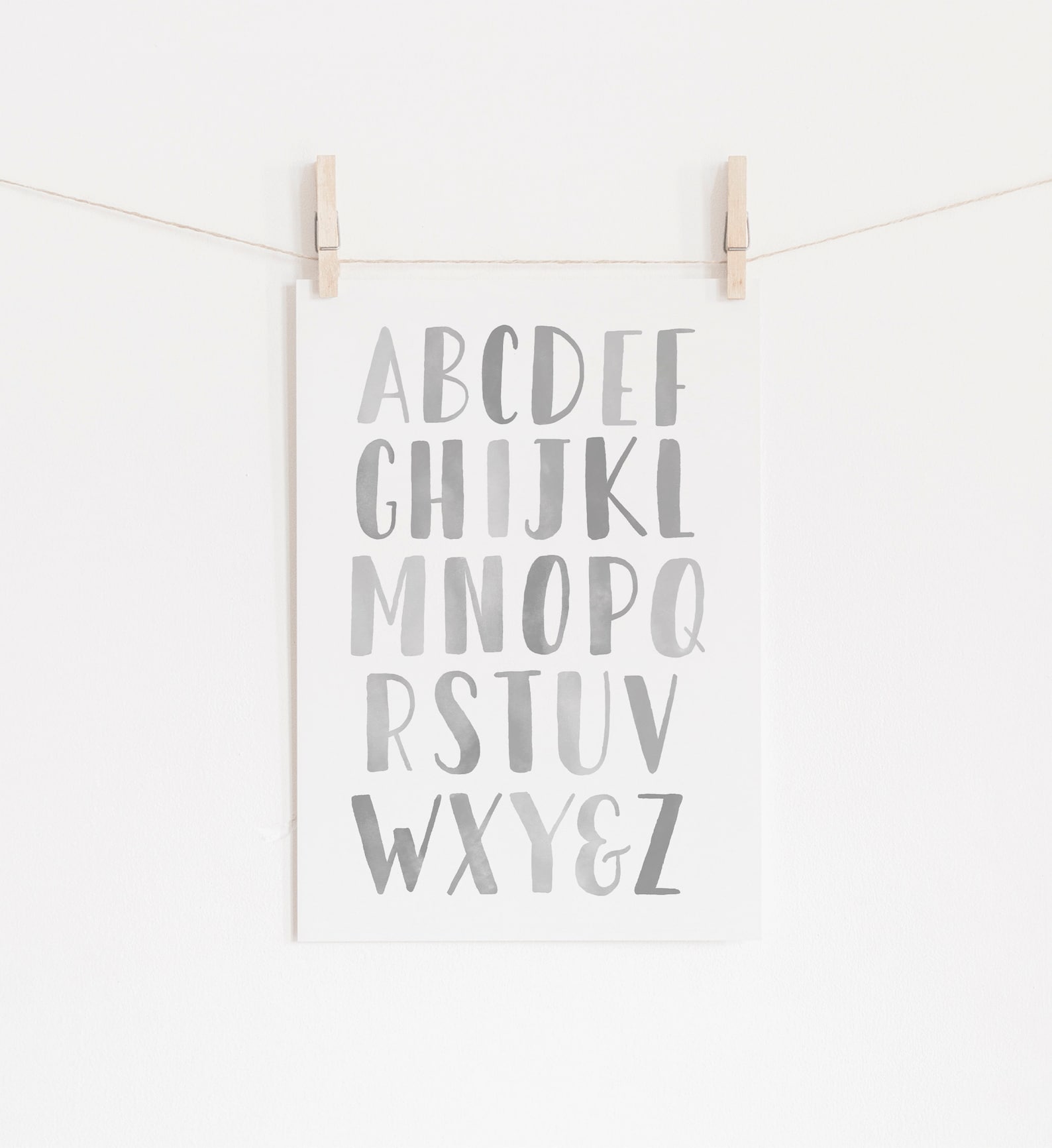 Gray Alphabet Poster Gray ABC Print Alphabet Print - Etsy