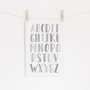 Gray Alphabet Poster, Gray ABC Print, Printable Educational Wall Art ...