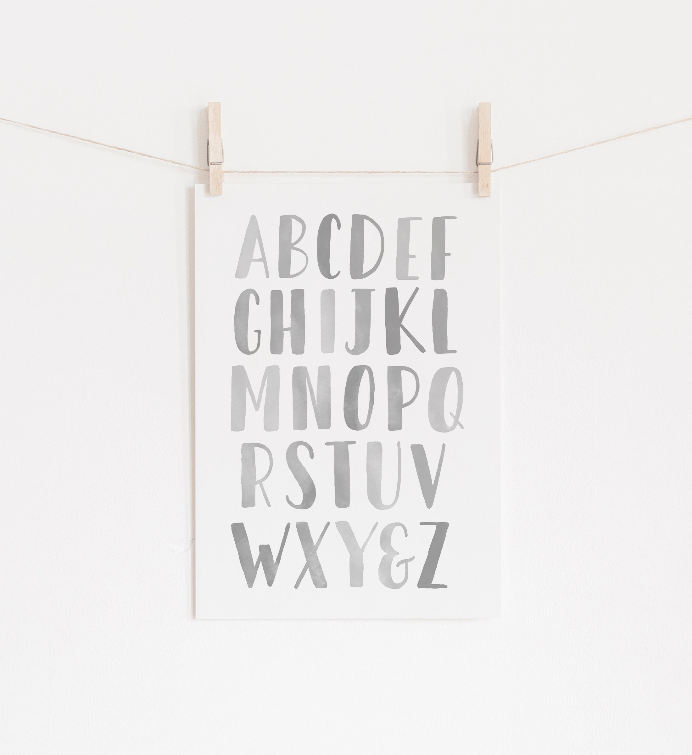 Gray Alphabet Poster Gray ABC Print Alphabet Print - Etsy