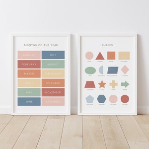 Rainbow Educational Posters, Set of 8 Homeschool Prints, PRINTABLE Wall ...