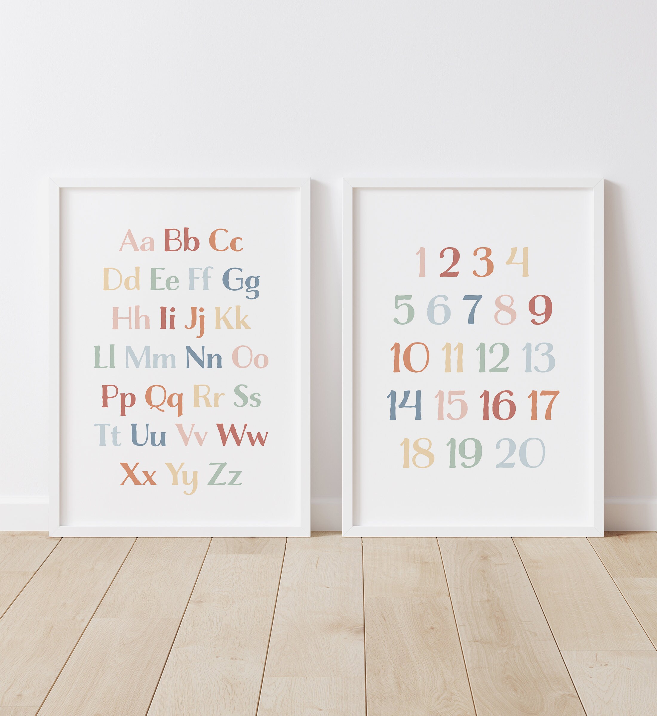 Rainbow Alphabet and Numbers Posters, ABC Print, Printable Educational ...
