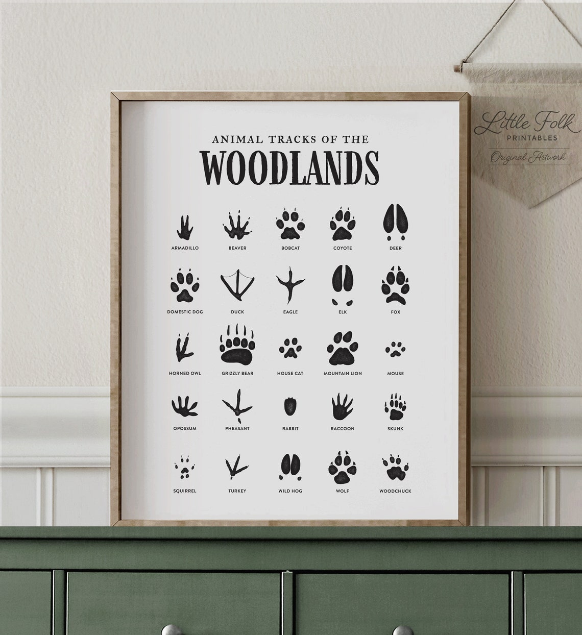 Animal Tracks Print Woodland Nursery Decor Printable Wall - Etsy