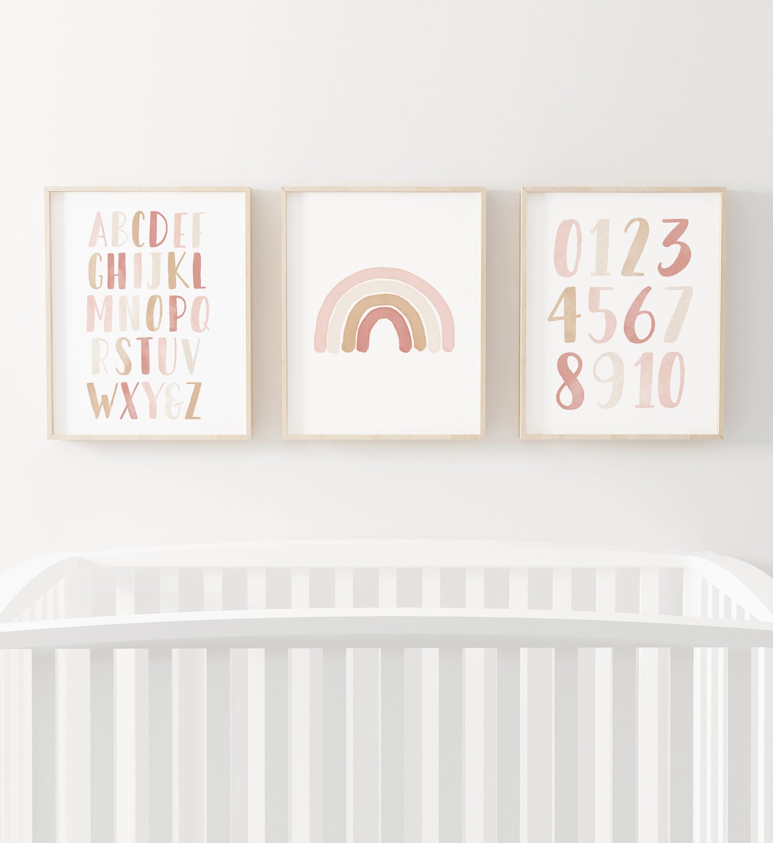 Neutral Rainbow Wall Art Set of 3 Prints Neutral Alphabet | Etsy
