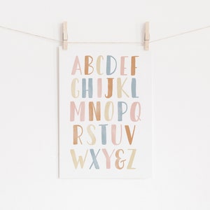 Neutral Alphabet Poster, ABC Print, Printable Educational Wall Art ...