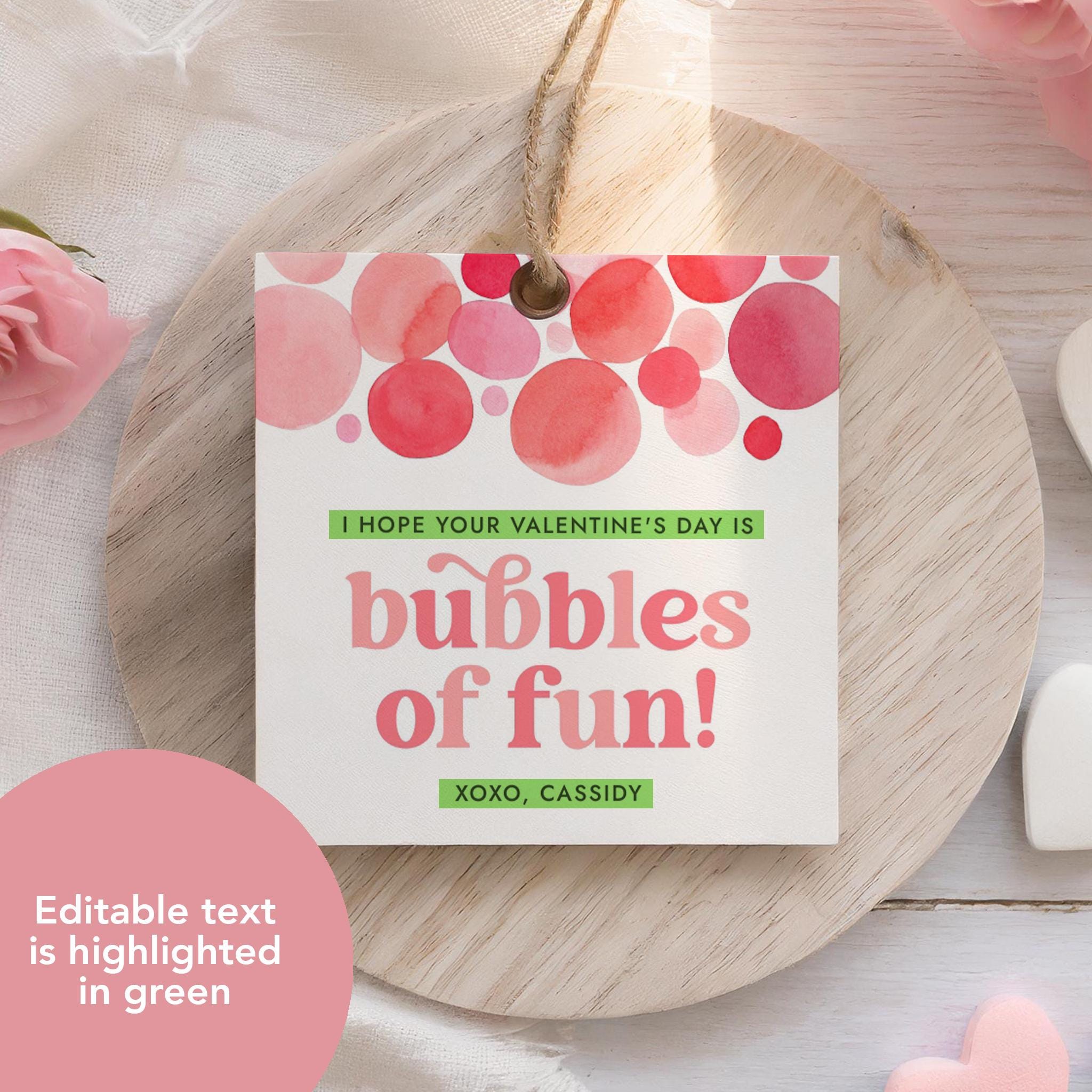 Bubbles Valentine Tag Template, Kids Bubble Valentines Card, Bubbles of ...