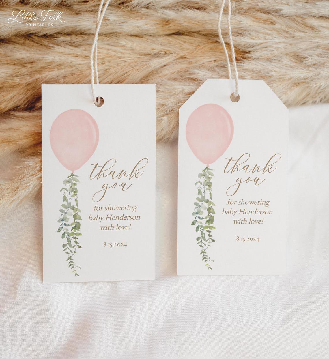 Editable Pink Balloon Baby Shower Favor Tag Template, Printable ...