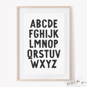 Black Alphabet Poster, ABC Print, Printable Educational Wall Art, Kids ...