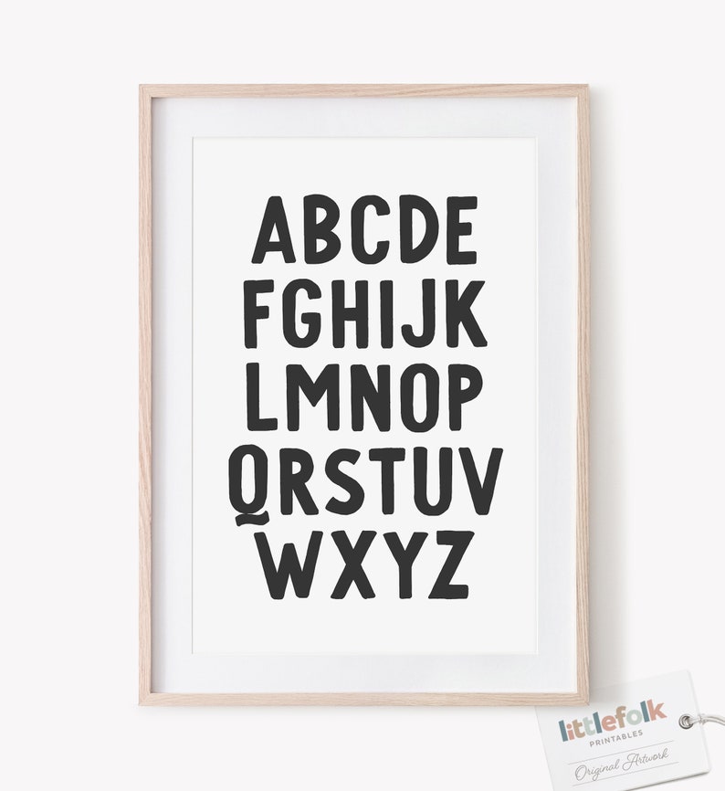 Black Alphabet Poster ABC Print Educational Wall Art - Etsy