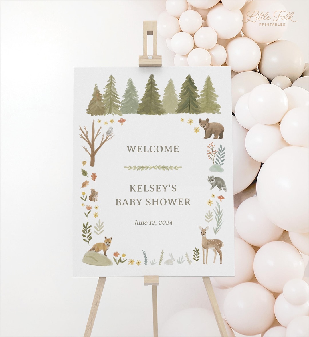 Editable Woodland Baby Shower Welcome Sign, Printable Woodland Animals ...