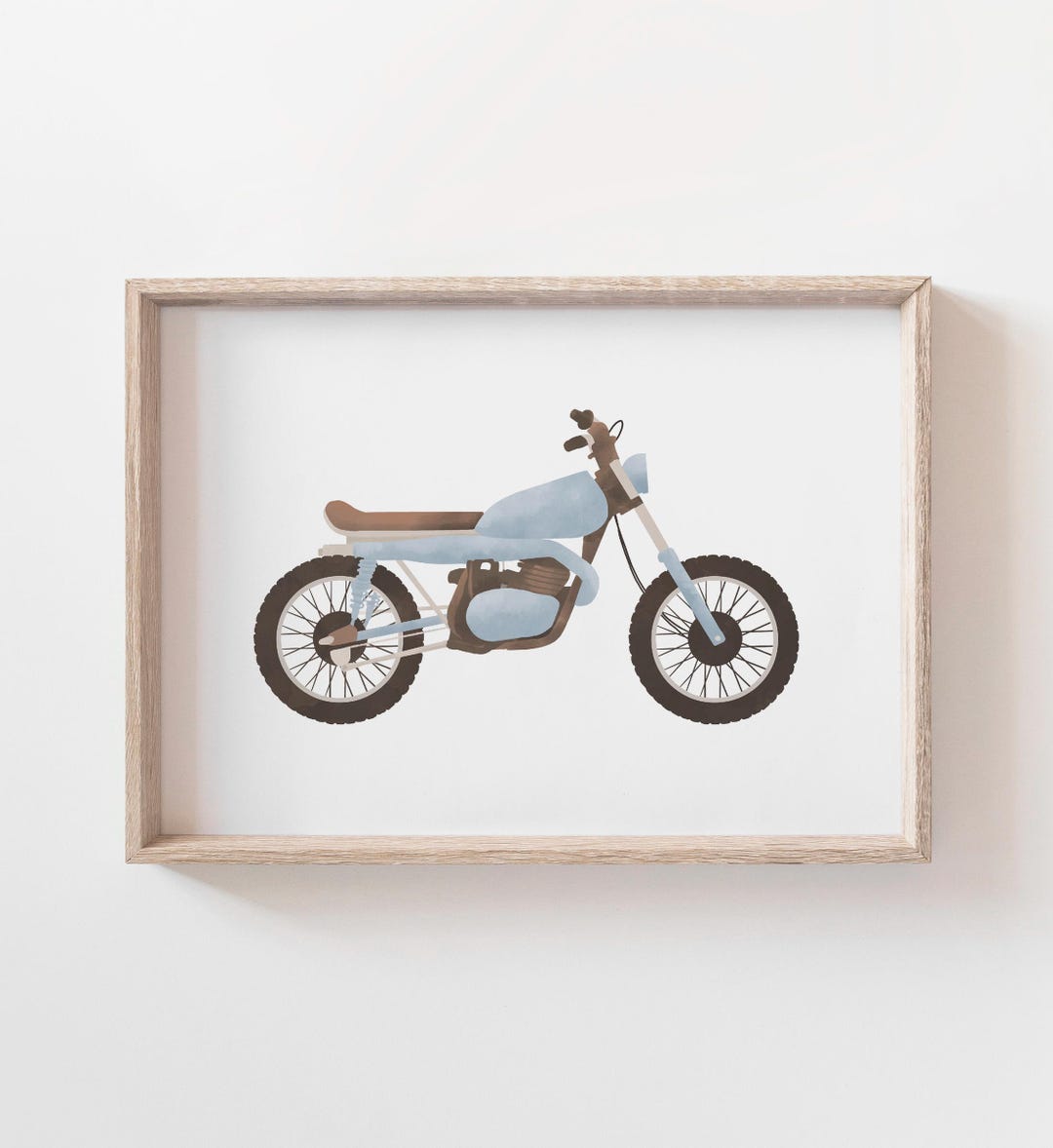 Blue Vintage Motorcycle Print, Printable Transportation Wall Art ...