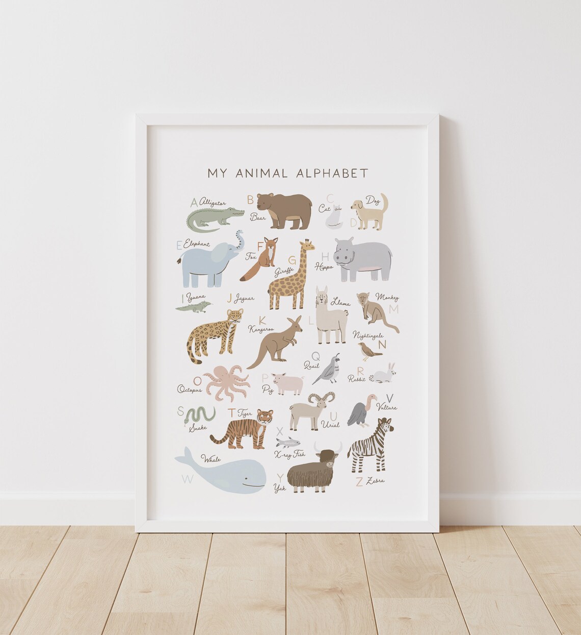 Neutral Classroom Decor Set of 6 Prints Animal Alphabet - Etsy