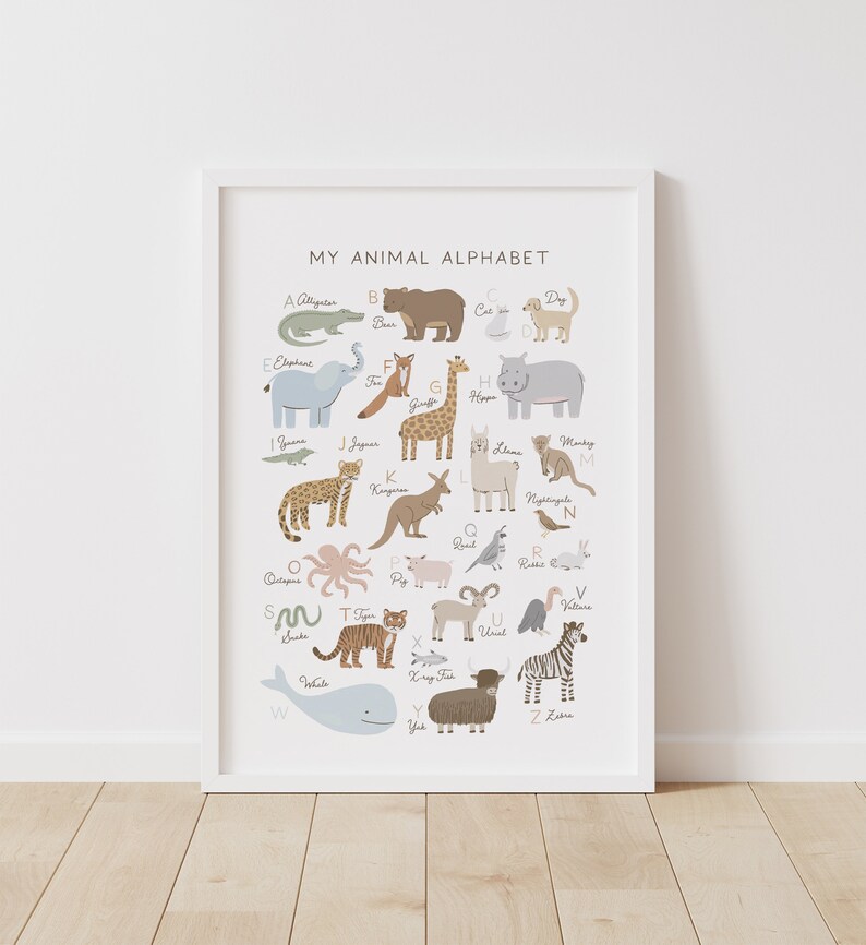 Neutral Classroom Decor Set of 6 Prints Animal Alphabet - Etsy