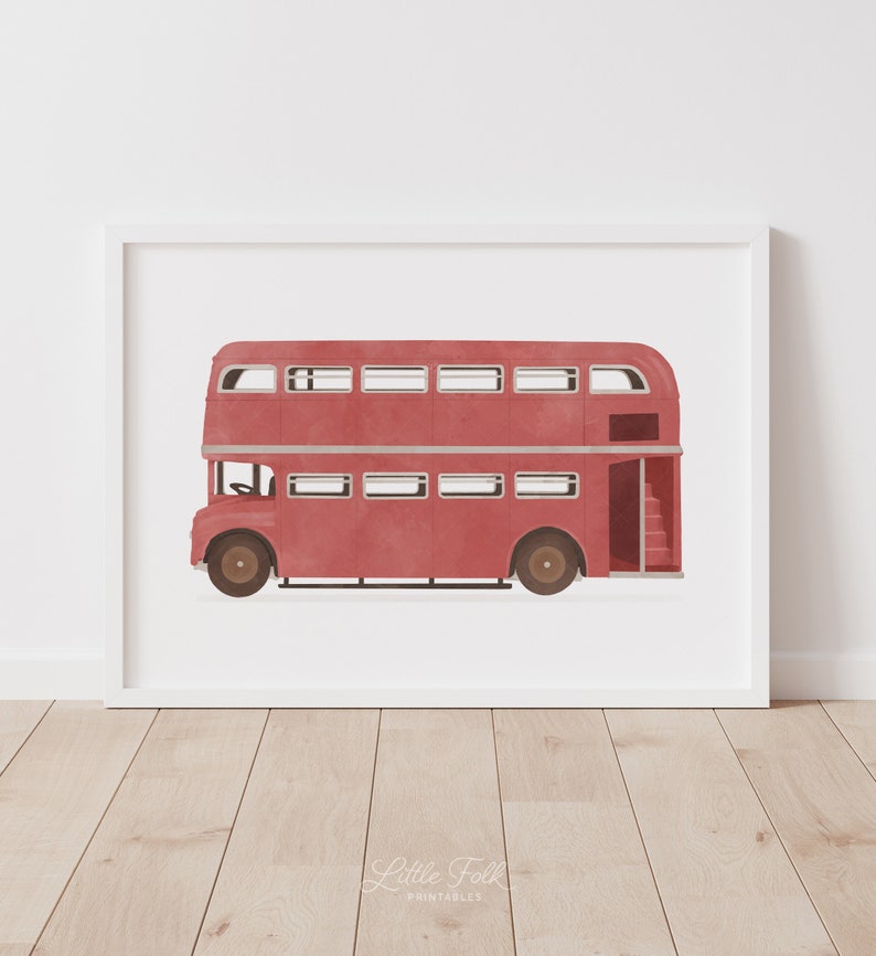 Double Decker Bus Print Printable Vintage Bus Wall Art - Etsy