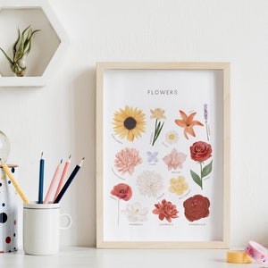Educational Flowers Poster, Flower Print, Printable Wall Art ...
