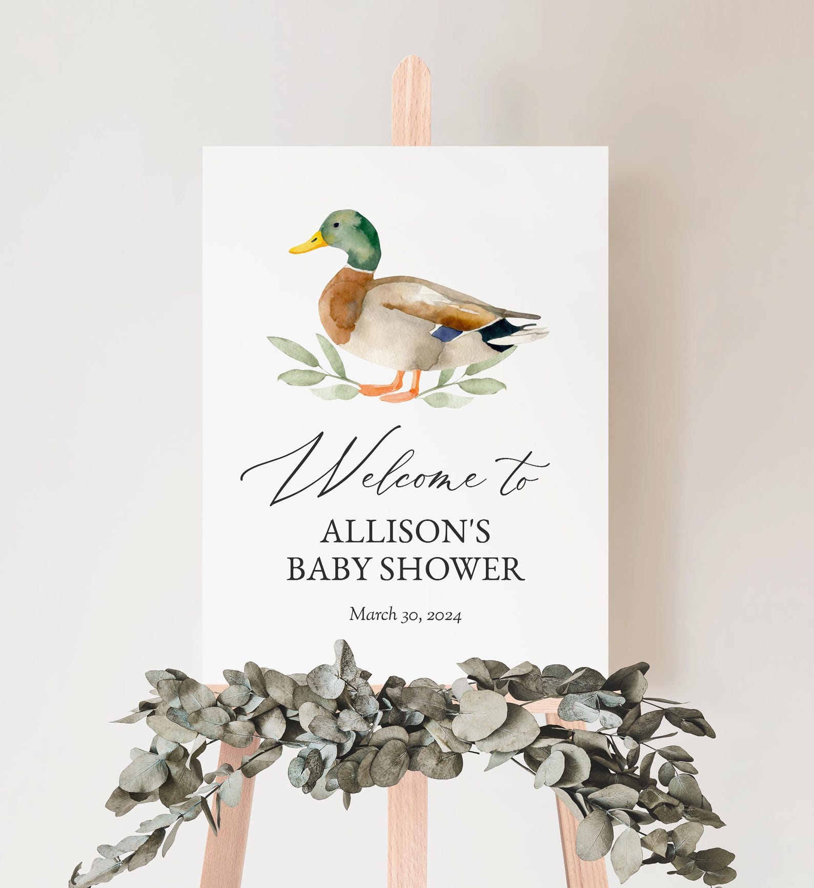 Duck Baby Shower Welcome Sign, Mallard Duck Boy Baby Shower Welcome ...