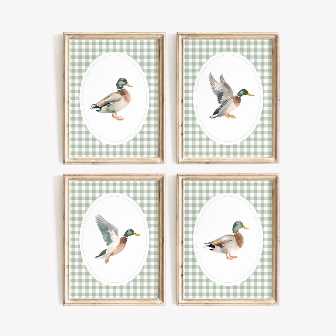 Vintage Duck Nursery Wall Art, Printable Mallard Duck Nursery Decor ...