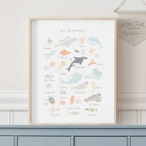 Beach Alphabet Poster, PRINTABLE Animal Alphabet Wall Art, Beach ...