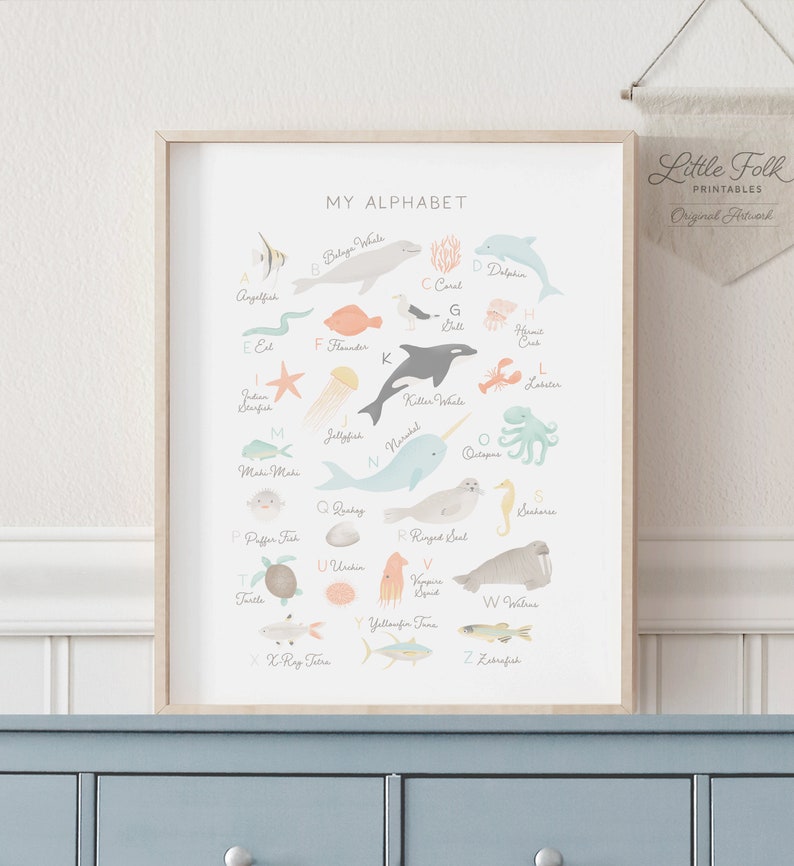 Beach Alphabet Poster PRINTABLE Animal Alphabet Wall Art - Etsy