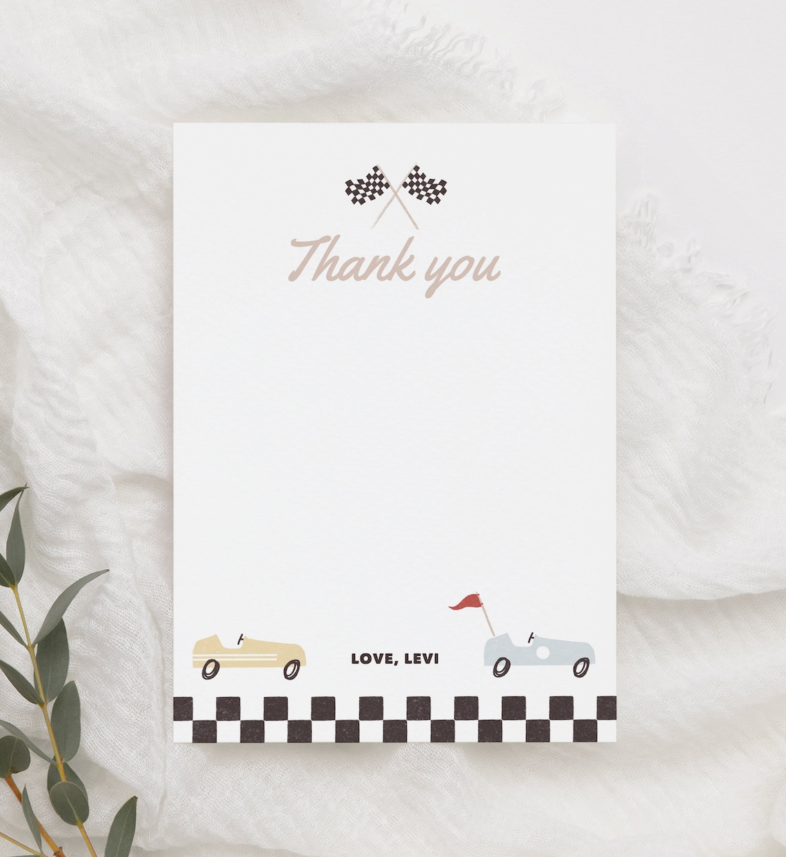 Editable Race Car Birthday Party Thank You Card Template - Etsy