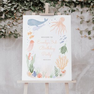 Editable Under the Sea Birthday Party Welcome Sign, Printable Ocean ...