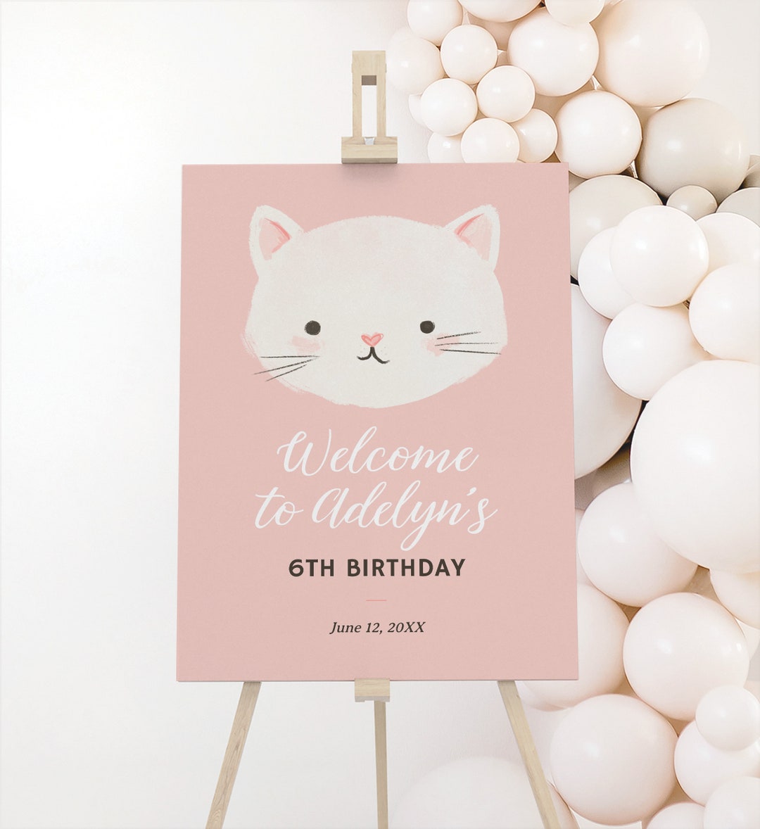 Editable Kitten Birthday Welcome Sign Template Printable Cat - Etsy