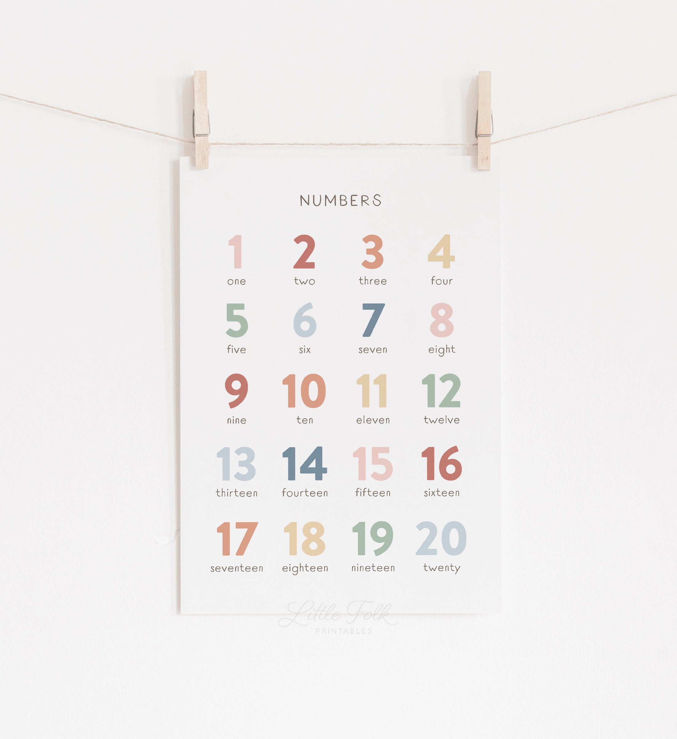 Rainbow Numbers Print Counting 1-20 Poster PRINTABLE Wall - Etsy