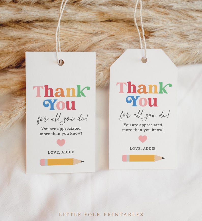 Rainbow Teacher Appreciation Week Tag Template, Printable Thank You for ...