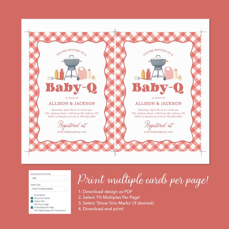 Baby-q Baby Shower Invitation Template, BBQ Gender Reveal Party Invite ...