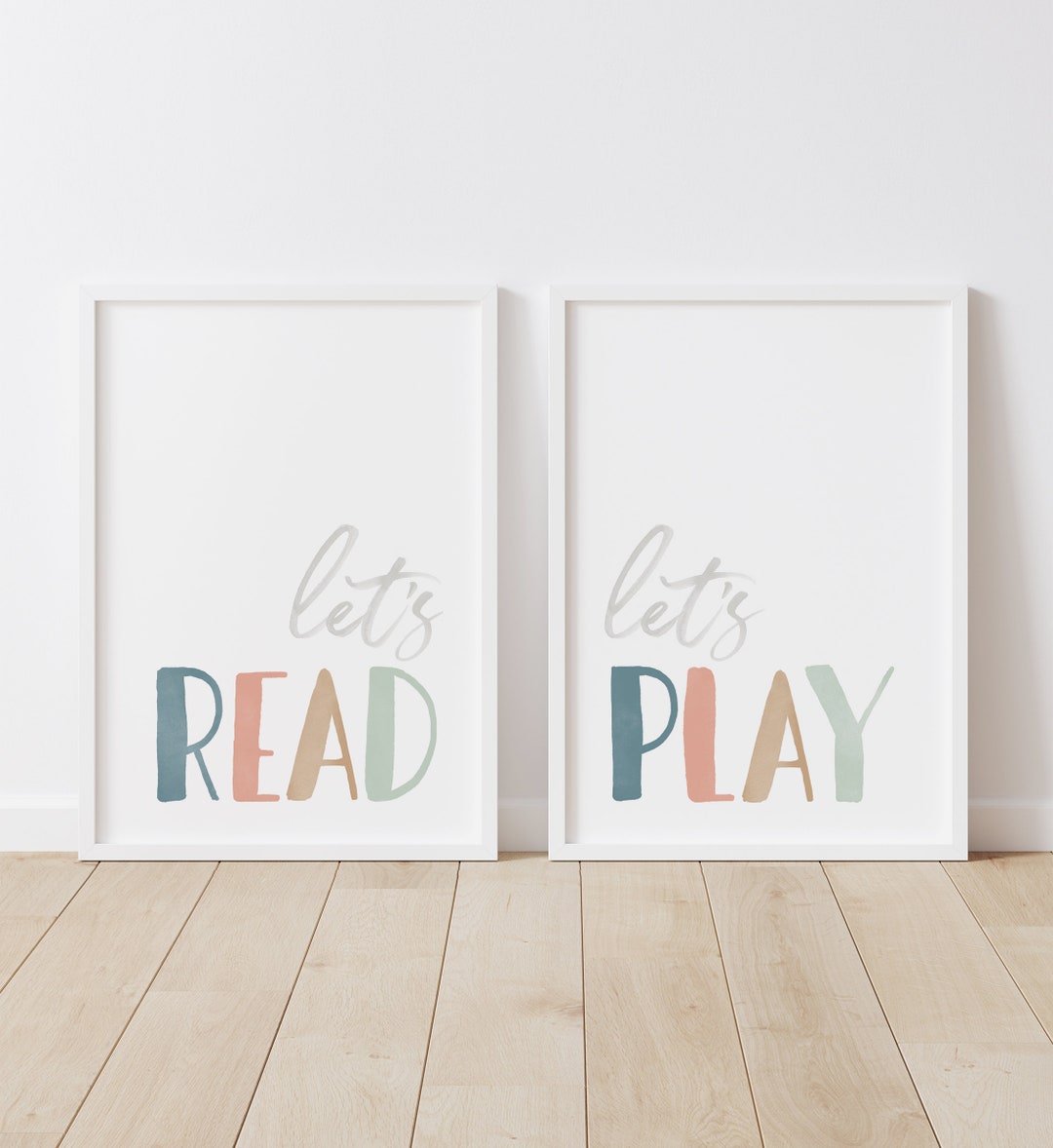 Let's Read Let's Play Set of 2 Prints, PRINTABLE Wall Art, Pastel ...