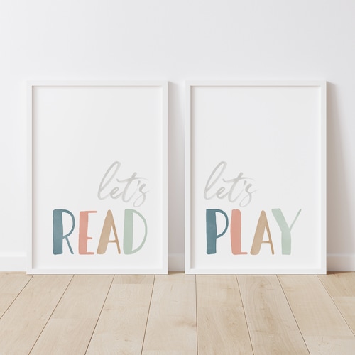 Lets Play Read Learn Printable Playroom Decor Let's - Etsy
