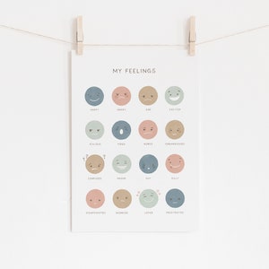 Pastel Feelings Chart, Emotions Print, PRINTABLE Wall Art, Montessori ...
