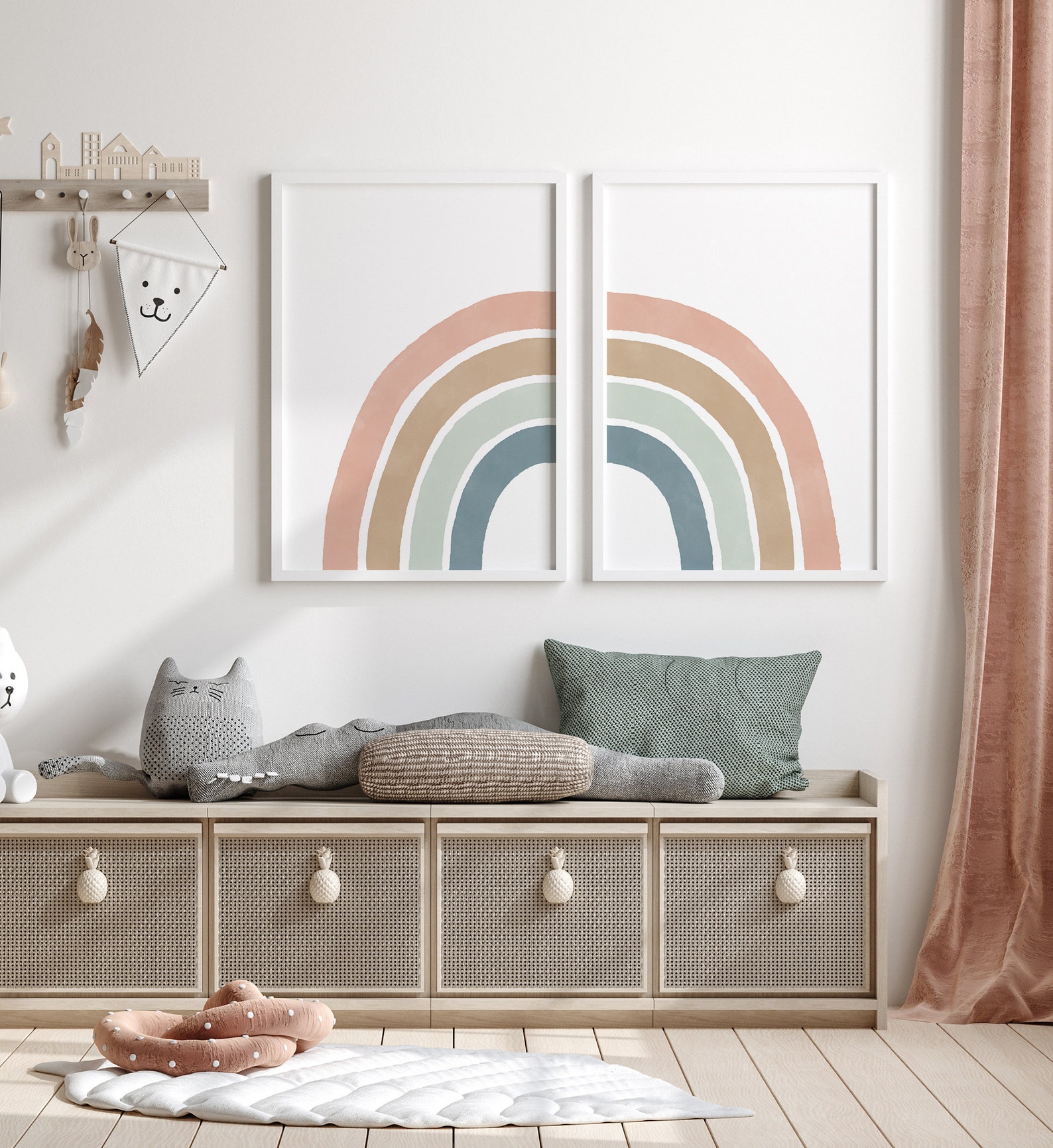 Pastel Rainbow Wall Art Set of 2 Prints Rainbow Nursery - Etsy