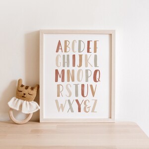 Neutral Alphabet Poster, Alphabet Print, PRINTABLE Educational Wall Art ...