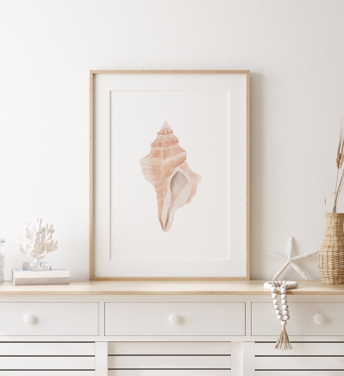 Conch Shell Print Beach Nursery Decor Printable Watercolor - Etsy