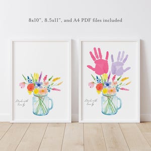 Mother's Day Flower Handprint Art Printable, Colorful Bouquet Hand ...