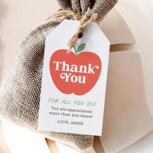 Apple Teacher Appreciation Week Tag Template, Printable Thank You for ...