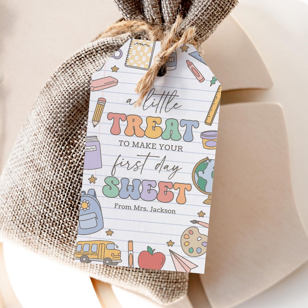 Retro Back to School Tag Template, Little Treat to Make Your First Day ...