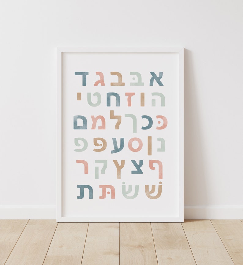 Hebrew Alphabet Poster Printable Educational Wall Art - Etsy