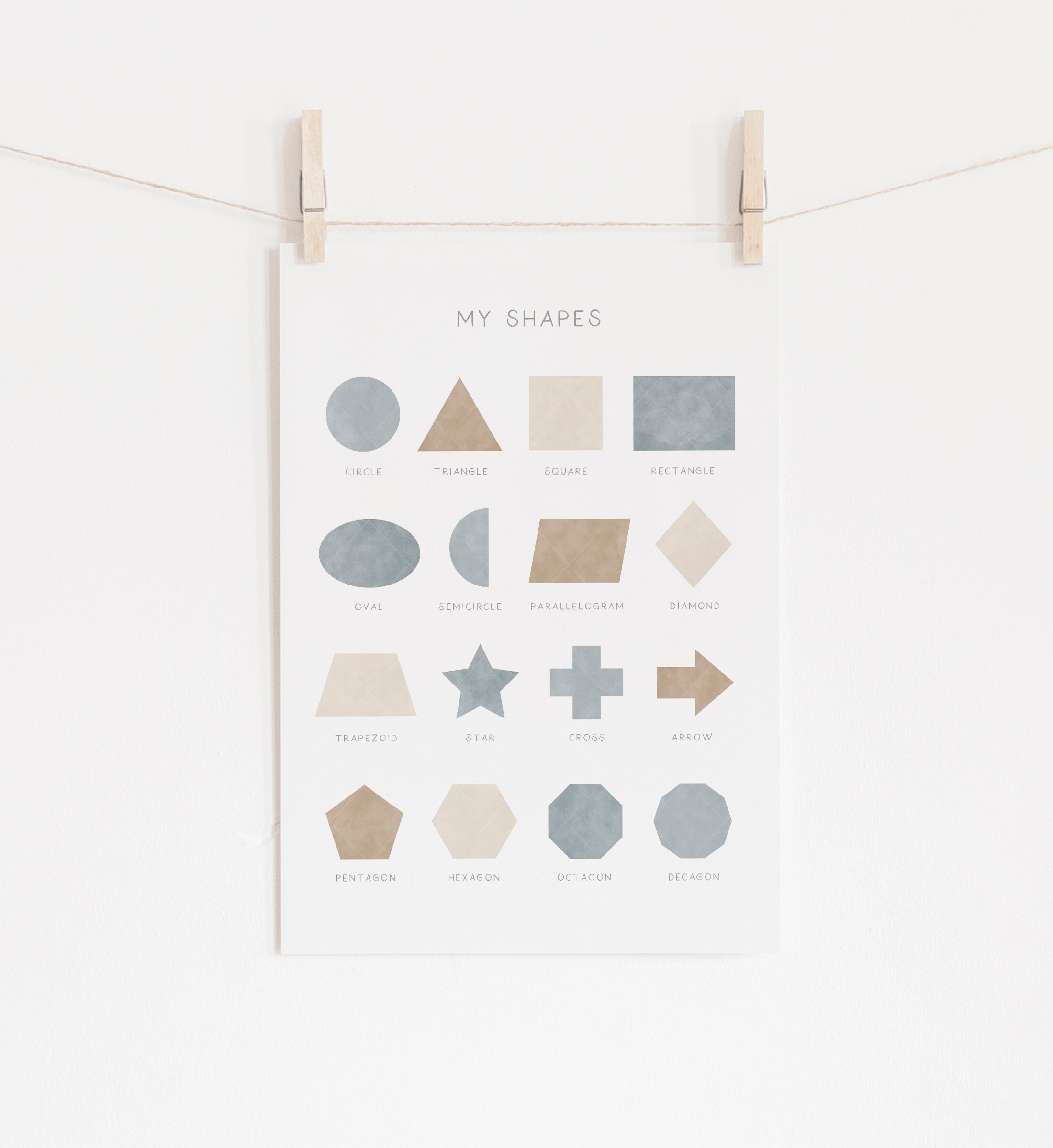 Neutral Shapes Print Blue Shapes Poster Printable Wall Art - Etsy