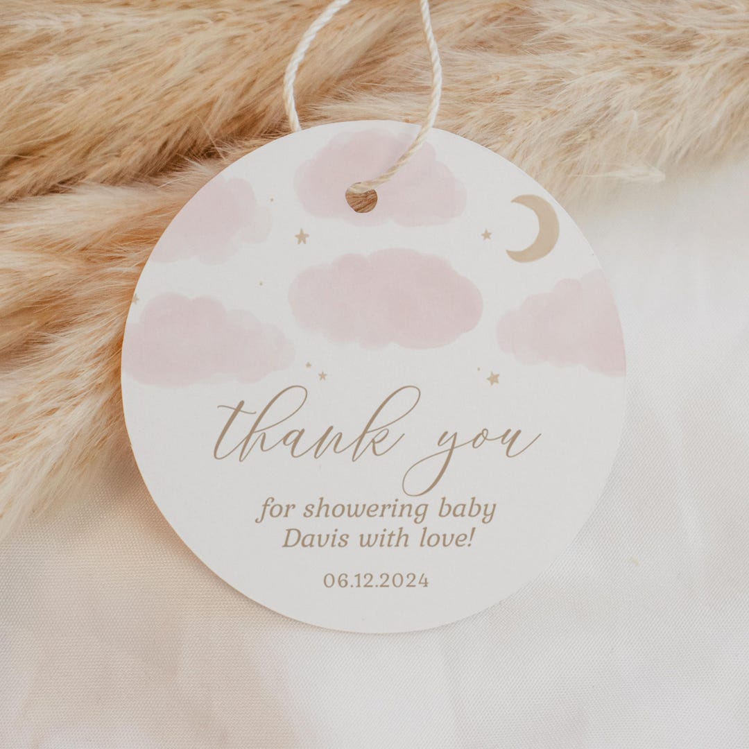 Moon and Stars Baby Shower Favor Tag, Over the Moon Baby Shower ...
