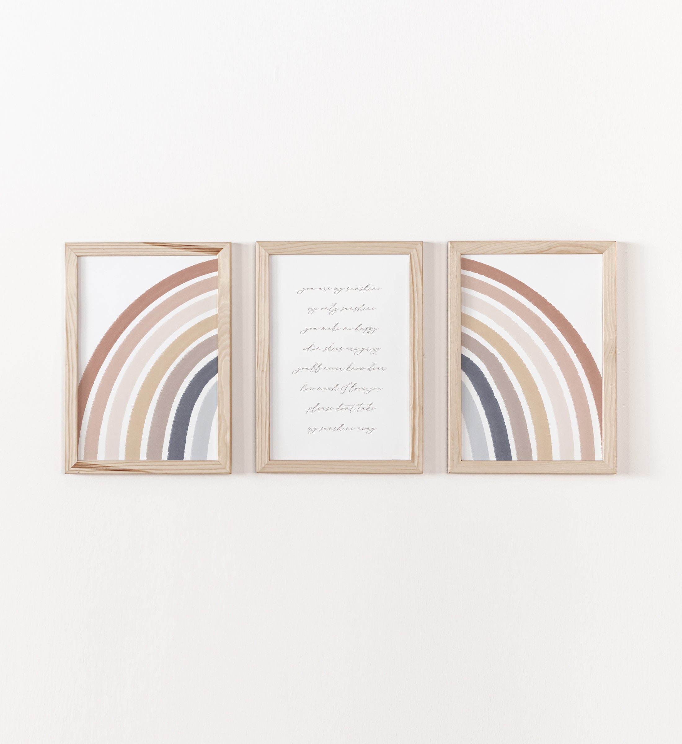 Neutral Rainbow Wall Art Set of 3 Prints You Are My Sunshine - Etsy