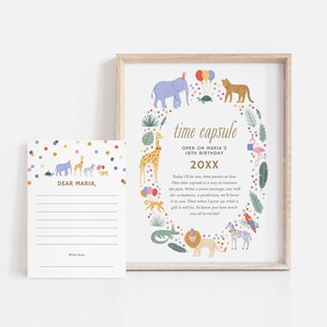 Editable Jungle Safari Birthday Party Time Capsule, Printable Party ...