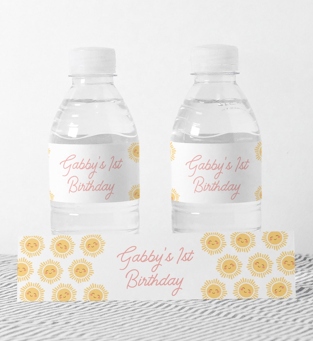 Editable Sunshine Birthday Water Bottle Label Template, Printable Sun ...